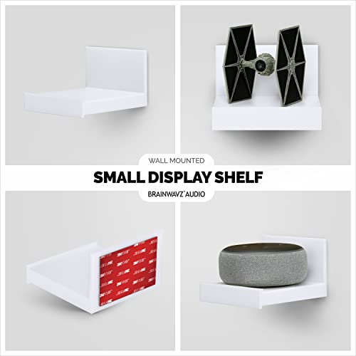 BRAINWAVZ Screwless 4" Universal Shelf for Cloud Security Camera, Baby Monitor, Small Speakers, Electronics & More, No Tools, VHB Tape Strong Adheasive, Easy to Install (White)