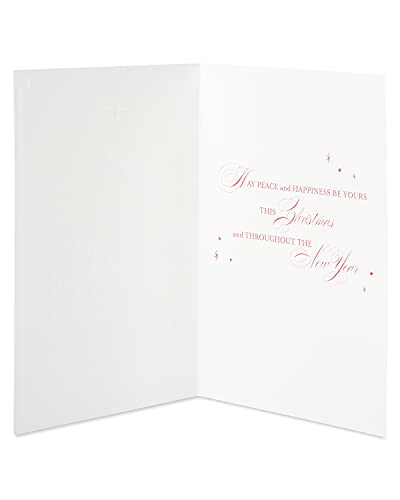 Papyrus Boxed Christmas Cards with Envelopes, Peace and Happiness, Glitter-Free Christmas Tree (12-Count)
