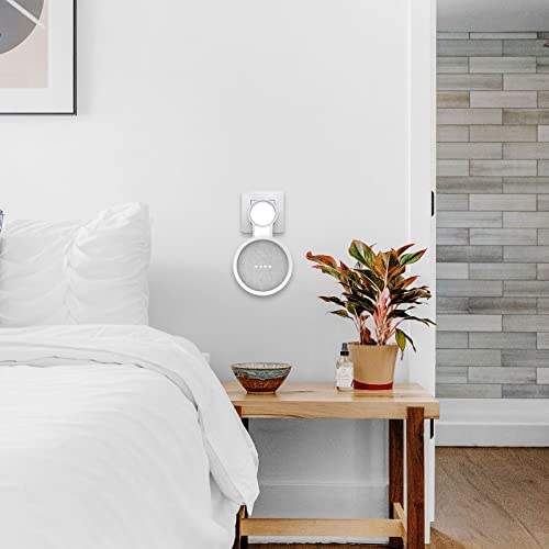 HomeMount Wall Mount for Google Home Mini or Google Nest Mini (2nd Gen),Space-Saving Outlet Holder Accessories for Google Mini Voice Assistant (White)