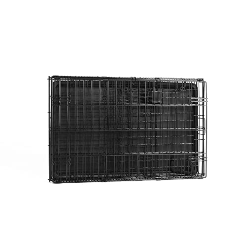 Amazon Basics Durable, Foldable, Collapsible, Portable Metal Wire Dog Crate with Tray, Single Door with Divider Panel, Easy to Assemble & Clean, 36 x 23 x 25 in, Black