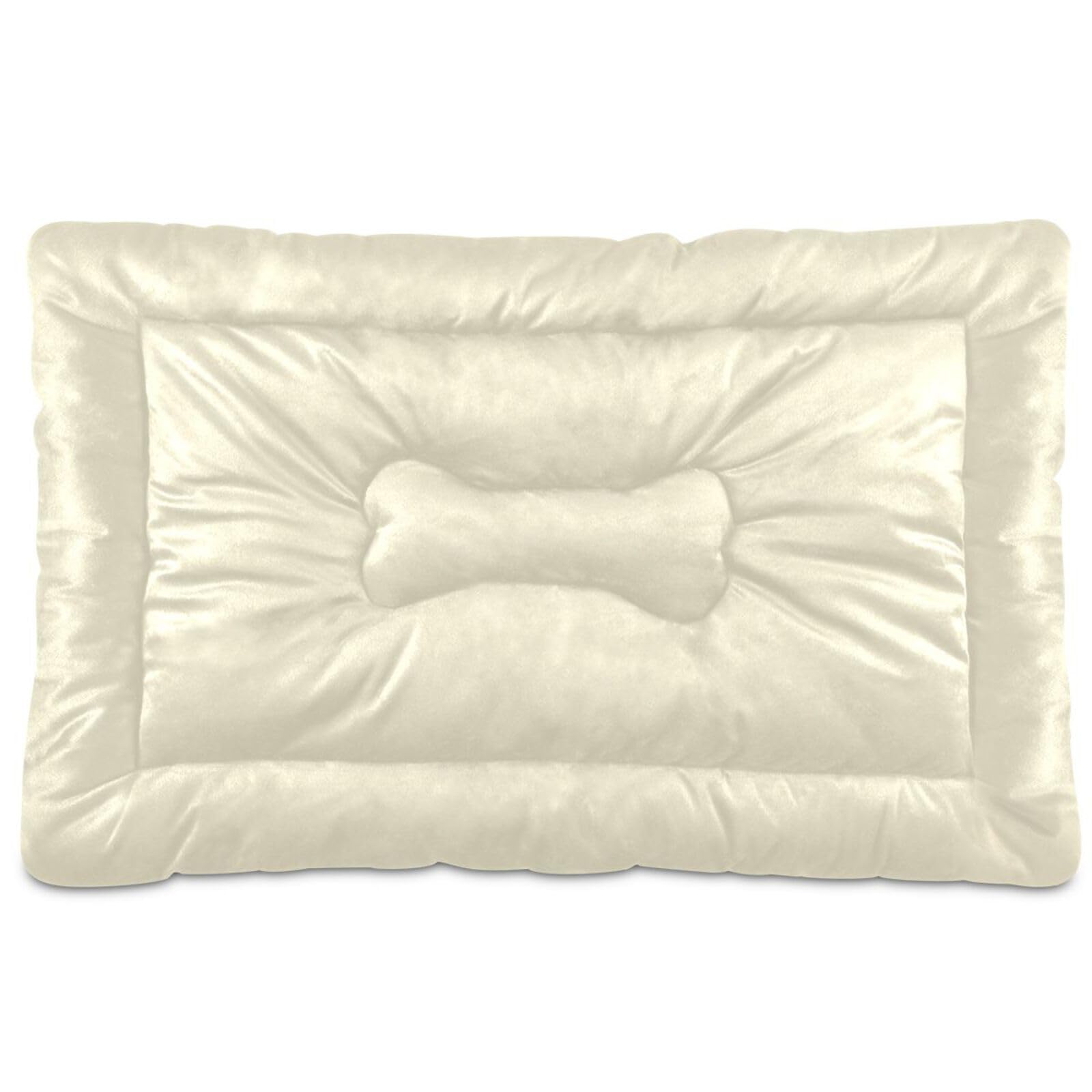 Coikll Cream-Colored Solid Color Pet Bed Pad Soft Dog Bed Mat with Anti-Slip Bottom, Machine Washable Crate Pad Mattress for Dog Sleeping- 24 * 18inches