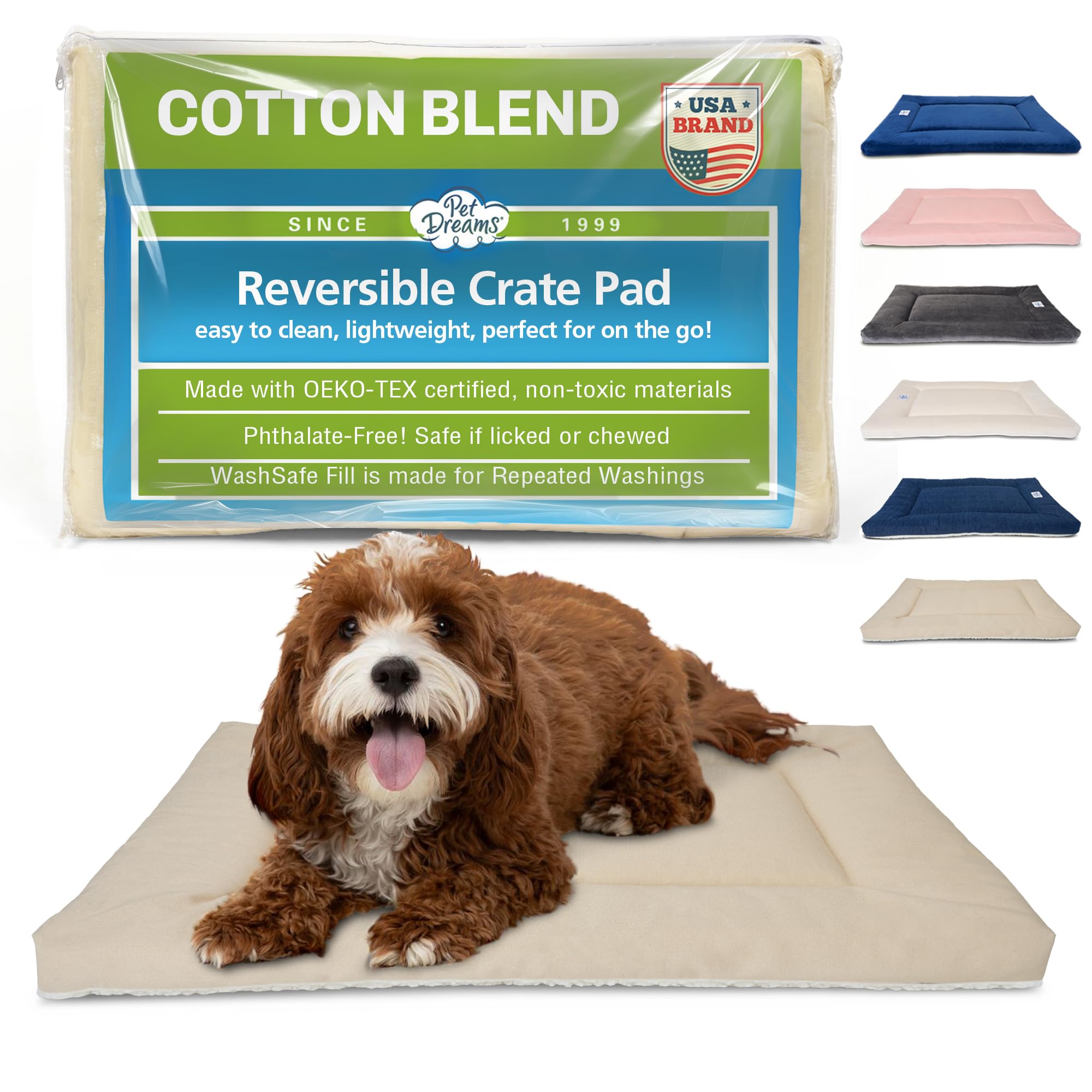 Pet Dreams Dog Crate Pad - Washable Kennel Mat, Crate Pads for Dog Cages, Non-Toxic, Flat Indoor Cat Bed, Fits iCrate 18, 24, 30, 36, 42, 48 Inches (Khaki, Small, 24")