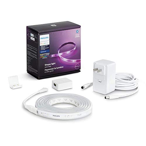 Philips Hue 2-Pack Bluetooth Smart Lightstrip Plus 2m/6ft Base Kit with Plug, (Voice Compatible with Amazon Alexa, Apple Homekit and Google Home), White