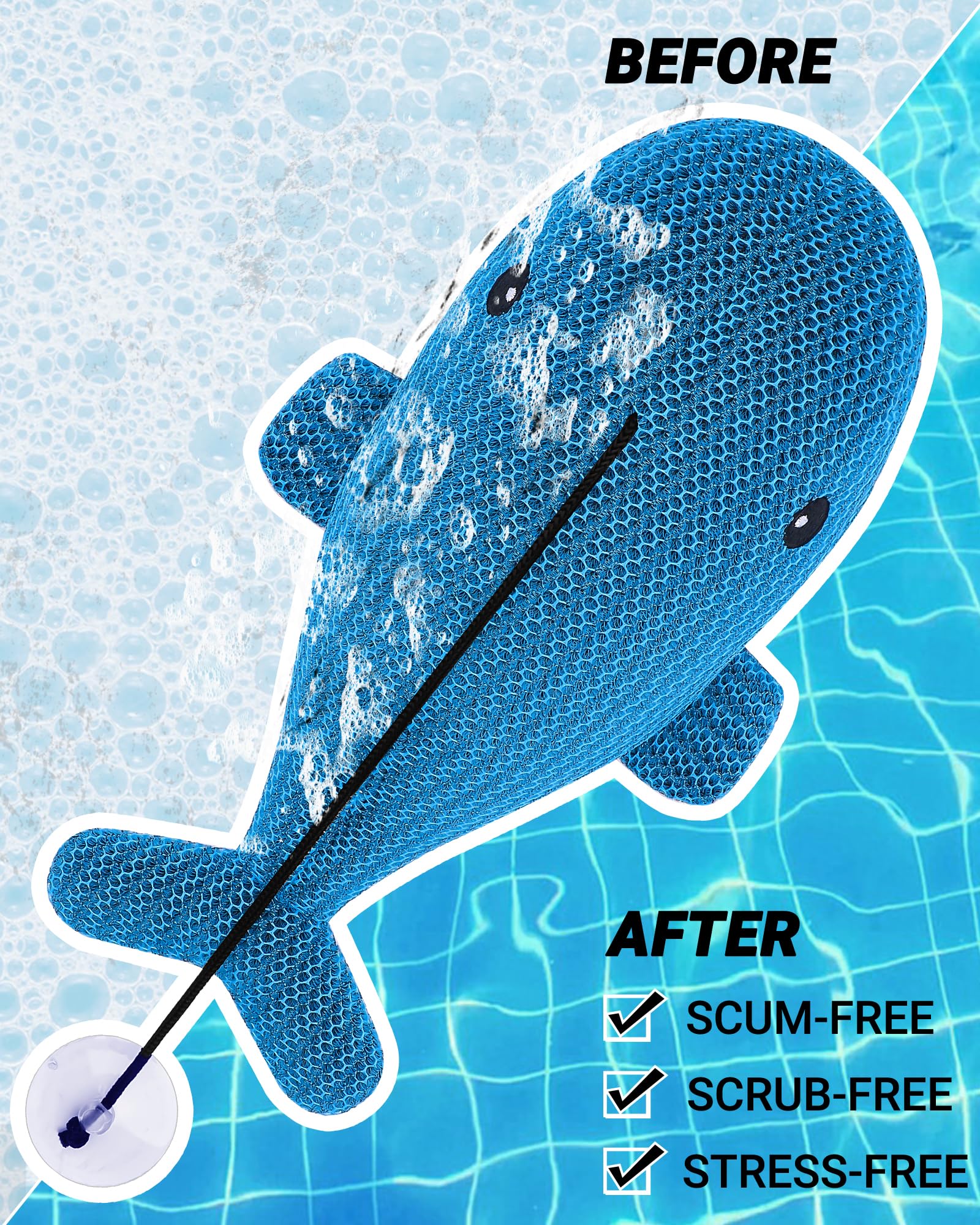 AOSYCO Scum Absorber for Spa Hot Tub, Whale Scum Defoamer Hot Tubs Skimmer, Anting Foam Absorbing Sponges Accessories, Upgraded of Scum Bug Scumbug Scum Rays, Soak Up Oils Reusable Cleaner, 2Pack Kit