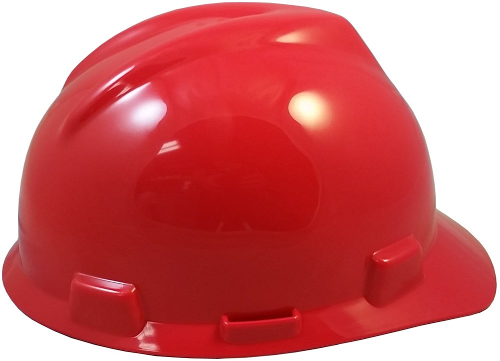 MSA V Cap Style Hard Hats w/FasTrac III Suspensions and Handy Tote Bag - Red
