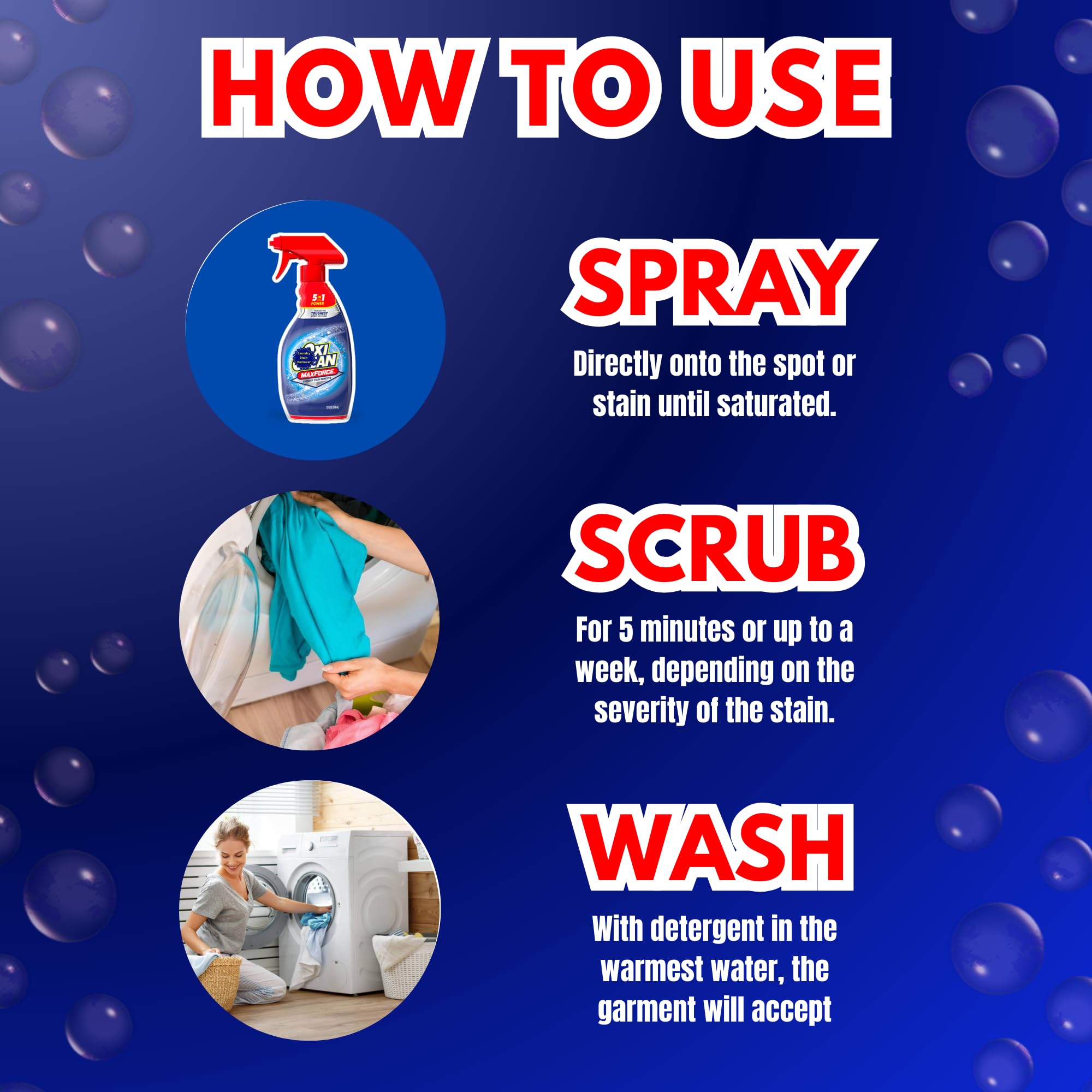 Gaudum Laundry Stain Brush Bundled with Compatible Stain Remover Max Force - 12 FL OZ (Pack of 4) - laundry stain remover spray, spray and wash stain remover laundry