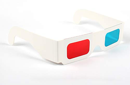 Jtshy 50 Pairs - Flat- 3D Glasses Red and Cyan White Frame Anaglyph Cardboard