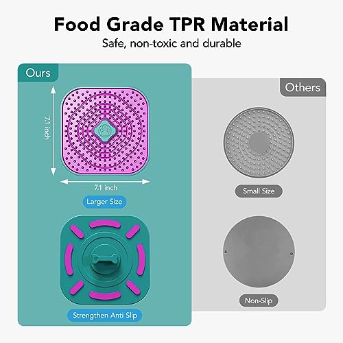 Wigglo Licking Mat for Dogs Cats Crate - Large 7.1" Pet Slow Feeder Mat for Treats Boredom & Anxiety - Safe Durable Dog Lick Pad for Small Medium Large Dogs Training, Freezable