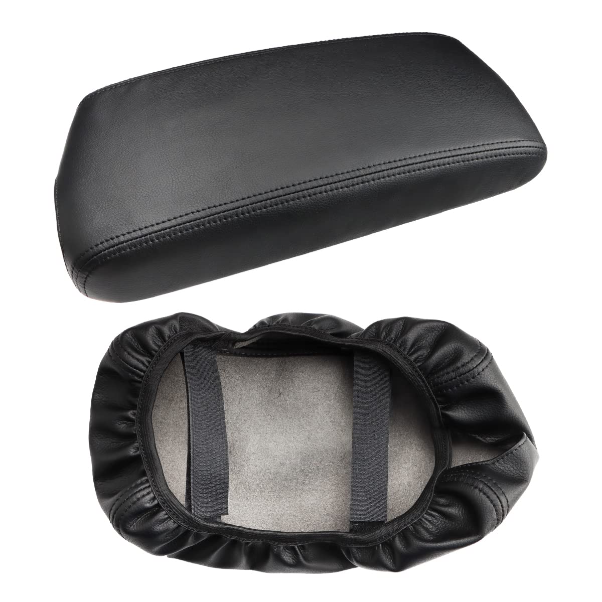 INTGET Car Center Console Armrest Cover for Kia Optima Accessories 2016 2017 2018 2019 2020 Leather Middle Console Arm Rest Box Lid Seat Cover Protector Cushion Saver (Black Stitches)