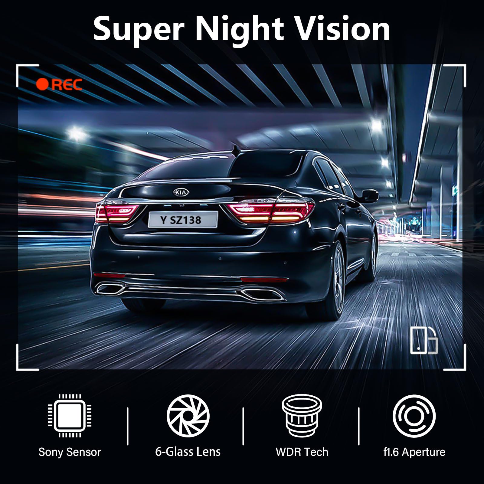 Dash Cam Front and Rear 4K+1080P WiFi Dashcams,WiFi GPS Dash Camera for Cars,170° Wide Angle,G-Sensor,Night Vision,24 Hours Parking Mode,Loop Recording,Support 256GB Max