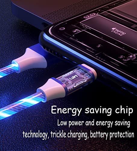 WYSHAK 3 in 1 Light up Charging Cable, 2pcs Multi Charging Cable Fast Charge, USB Charger Cord, 3.6FT Nylon Braided Charger, Compatible with Most Cell Phones