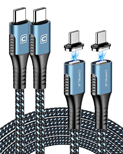 USB C to USB C Cable,60W 3A Fast Magnetic Charging Cable,CAFELE 2 Pack Type C to Type C Nylon Cable Fast Charge for Samsung Galaxy S10 S10+ / Note 8, LG V20 and Other Type C Charger (Blue)