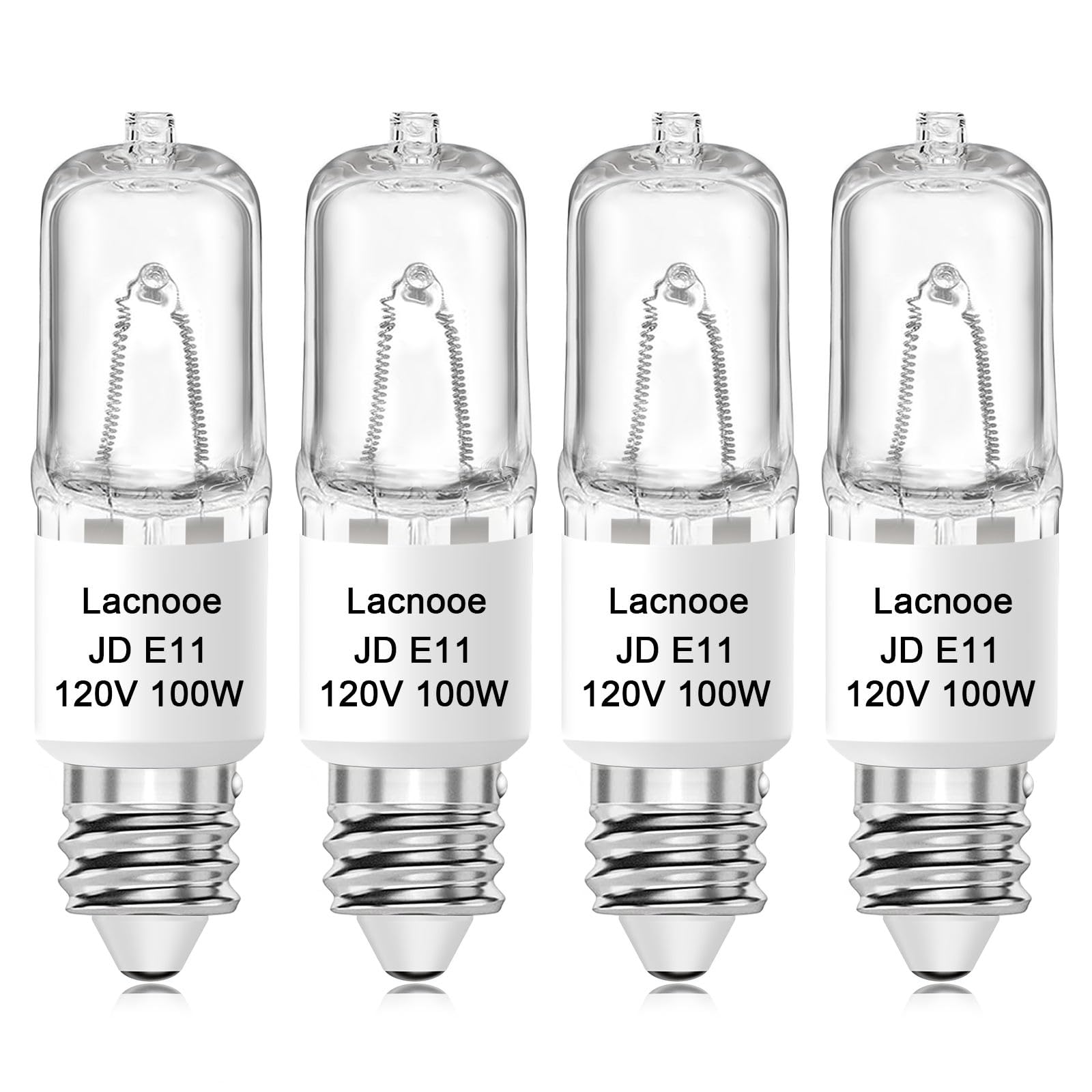 E11 Bulb, JDE11 120V 100W Halogen Light Bulbs, T4 E11 Mini Candelabra Base, Dimmable 2700K Warm White, 4PCS E11 Light Bulb for Chandeliers, Candelabra, Ceiling Fan, Table Lamps, Cabinet Lighting