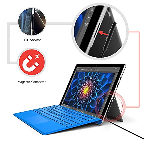 Sisyphy Surface Connect to USB C Charging Cable (Matte Black, Nylon 0.7ft), Compatible for Microsoft Surface Pro 7/6/5/4/3 Go 4/3/2/1 Laptop Book, Work with 45W 15V3A PD Charger and USB Type C Cable