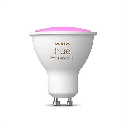 Philips Hue White & Color Ambiance LED Smart GU10 Bulb, Bluetooth & Zigbee Compatible (Hue Hub Optional), Voice Activated with Alexa, 1 Bulb