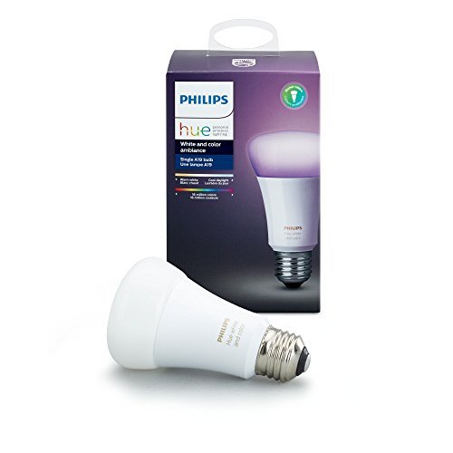 Philips Hue White and Color Ambiance A19 60W Equivalent Dimmable LED Smart Light Bulb, 1 Smart Bulb, Works with Alexa, Apple HomeKit, and Google Assistant (California residents)