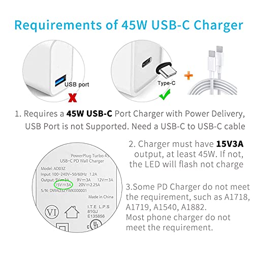 Sisyphy Surface Connect to USB C Charging Cable (Matte Black, Nylon 0.7ft), Compatible for Microsoft Surface Pro 7/6/5/4/3 Go 4/3/2/1 Laptop Book, Work with 45W 15V3A PD Charger and USB Type C Cable