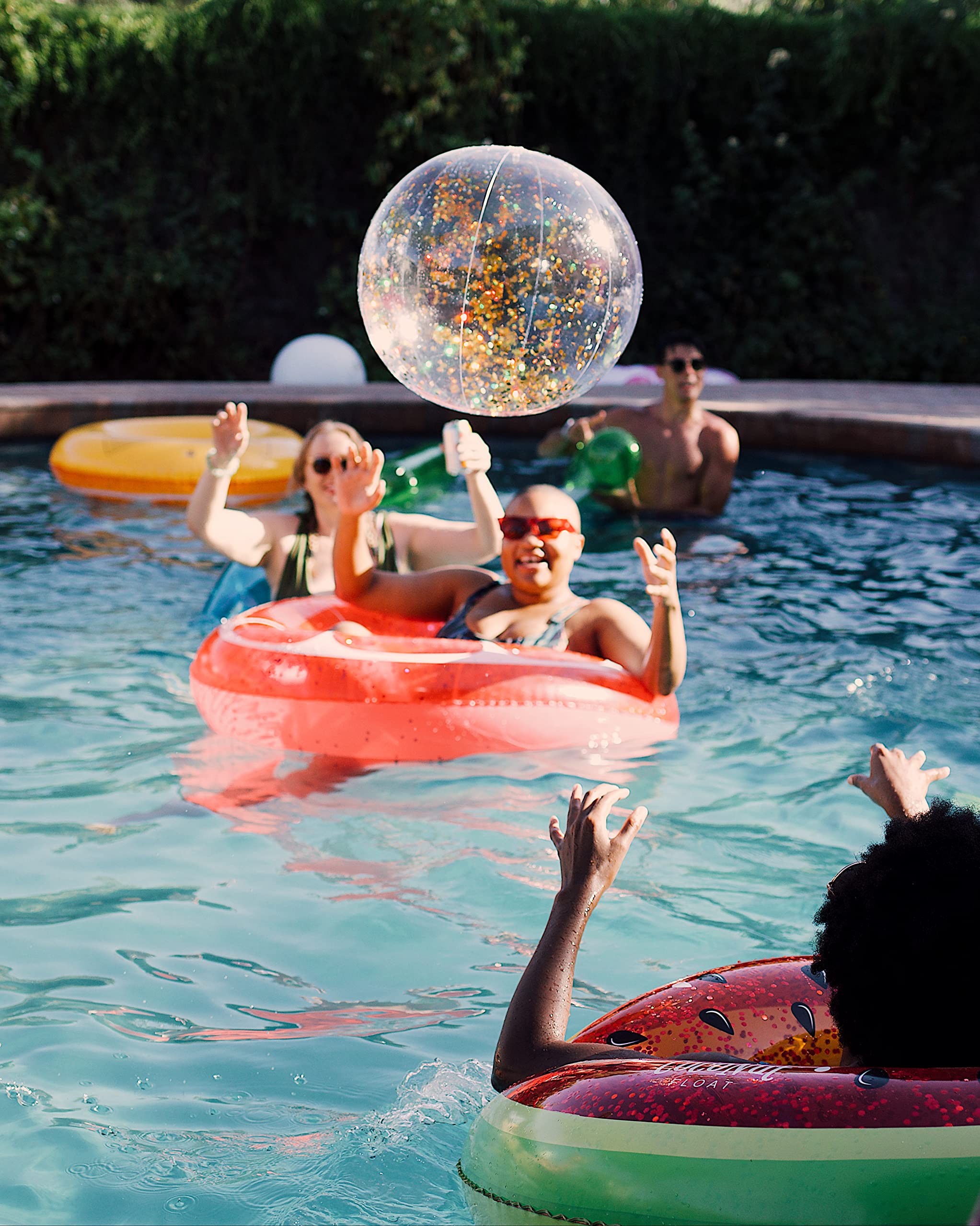Coconut Outdoor Jumbo Glitter Beach Ball - Large 27 Inch Inflatable Beach Ball - Great for Summer Parties & Swim Events