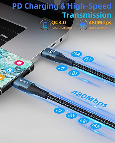 USB C to USB C Cable,60W 3A Fast Magnetic Charging Cable,CAFELE 2 Pack Type C to Type C Nylon Cable Fast Charge for Samsung Galaxy S10 S10+ / Note 8, LG V20 and Other Type C Charger (Blue)