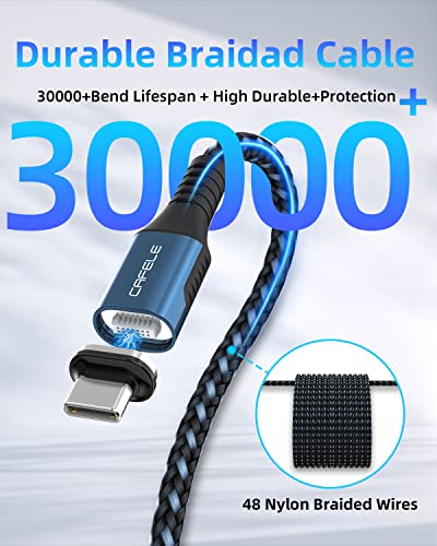 USB C to USB C Cable,60W 3A Fast Magnetic Charging Cable,CAFELE 2 Pack Type C to Type C Nylon Cable Fast Charge for Samsung Galaxy S10 S10+ / Note 8, LG V20 and Other Type C Charger (Blue)