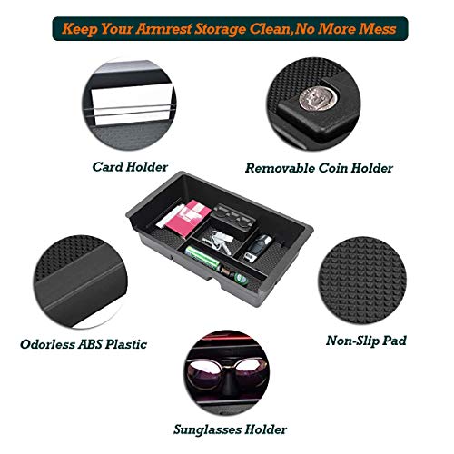Center Console Organizer Fit for 2015-2020 Chevy Tahoe/Suburban/GMC Yukon|2014-2018 Chevrolet Silverado/GMC Sierra 1500, 2500/3500HD(2015-2019), Armrest Storage Box Tray with Coin Holder, 22817343…
