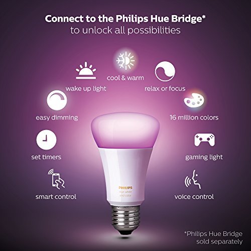 Philips Hue White and Color Ambiance A19 60W Equivalent Dimmable LED Smart Light Bulb, 1 Smart Bulb, Works with Alexa, Apple HomeKit, and Google Assistant (California residents)