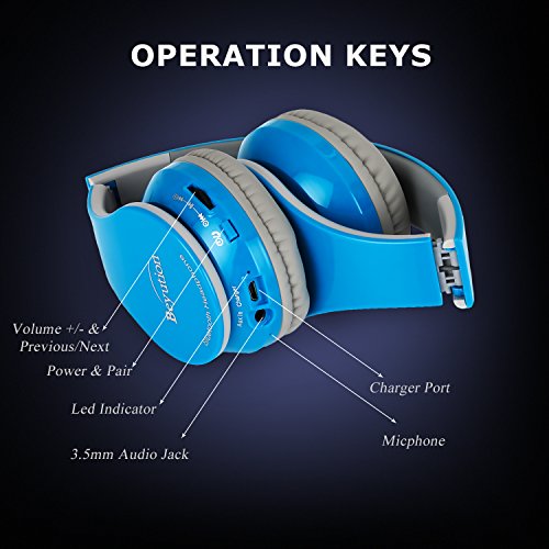 New Blue Color Over-Ear- HiFi Stereo- Bluetooth Headphones Headset-with Retail Package!