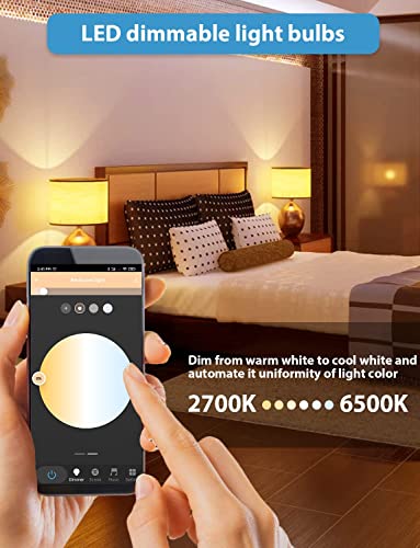 KHSUIN WiFi Smart Light Bulbs 150W Equivalent, 16W Dimmable 1600LM BR30 Flood Smart Bulb Works with Alexa Google Home No Hub, E26 Color Changing LED Alexa Light Bulb, 2700K-6500K RGBCW CRI>90, 4 Pack