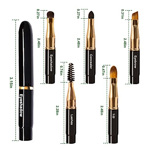 Velony Vacay Eye Makeup Brush Set, Travel Size Makeup Brush Eyebrow Makeup Brushes for Eyeshadow, Concealer, Lashes, Lip, 5 Piece Set