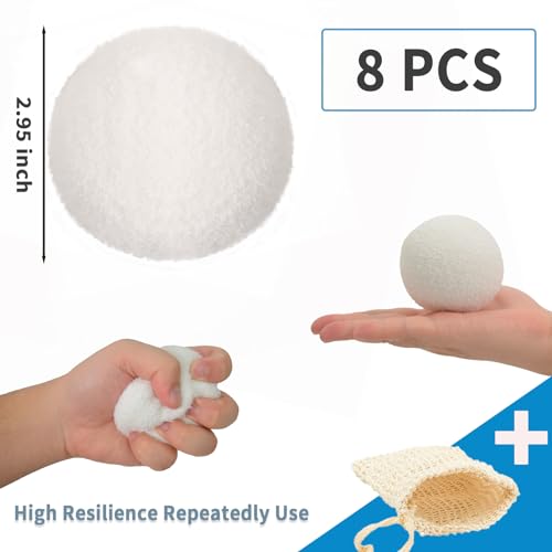 Naisidas Scum Eliminating Balls, Scum Balls for Hot Tub and Pool Maintenance, Efficient Oil Absorbing Sponge Ball, Reusable Swimming Pool Filter Sponge Ball(8PCS)