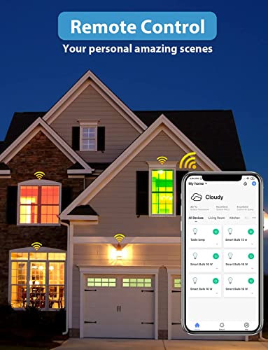 KHSUIN WiFi Smart Light Bulbs 150W Equivalent, 16W Dimmable 1600LM BR30 Flood Smart Bulb Works with Alexa Google Home No Hub, E26 Color Changing LED Alexa Light Bulb, 2700K-6500K RGBCW CRI>90, 4 Pack