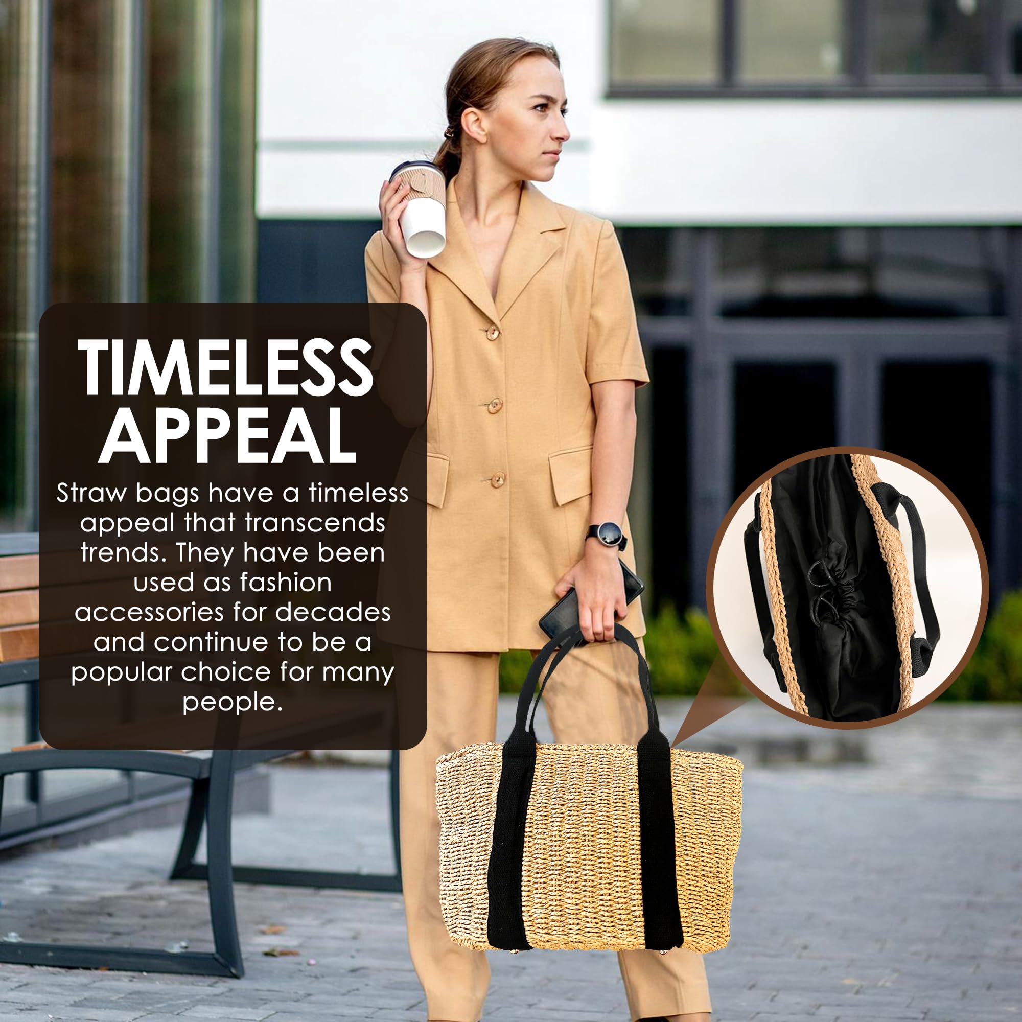 Rattan Women Shoulder Bags Large Capacity Female Summer, Beach, Minimalist, Daily, Top-handle Handbag,Straw Totes