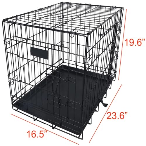 GtPet Foldable Double Door Dog Crate with Leak-Proof Tray, 42-inch