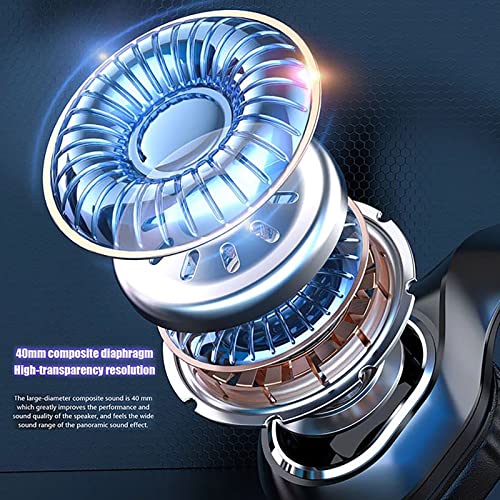 Game Headset Headphone Sporting Game Luminous, Foldable Bluetooth Stereo Headphones, Wireless Active Noise Cancelling Earmuffs, Dual Mode Bluetooth 5.2 Support TF- Card Mode