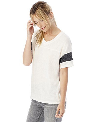 Alternative Women's Powder Puff Jersey T-Shirt, Eco Ivory/Eco Black, Large