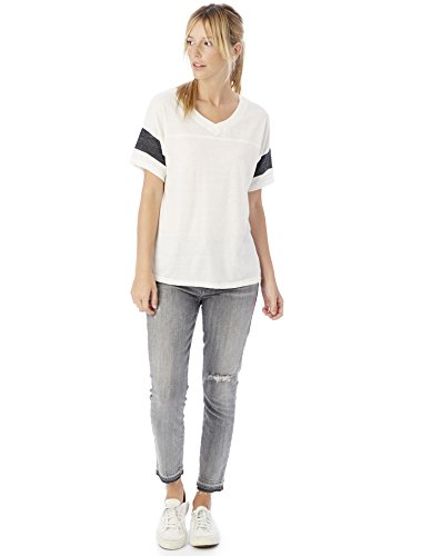 Alternative Women's Powder Puff Jersey T-Shirt, Eco Ivory/Eco Black, Large