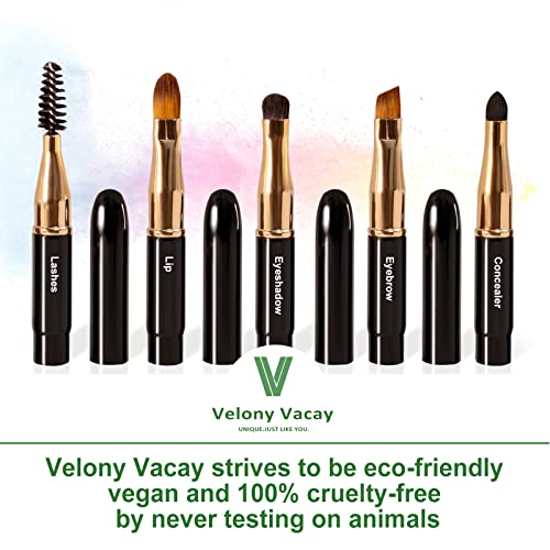 Velony Vacay Eye Makeup Brush Set, Travel Size Makeup Brush Eyebrow Makeup Brushes for Eyeshadow, Concealer, Lashes, Lip, 5 Piece Set