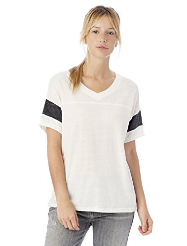 Alternative Women's Powder Puff Jersey T-Shirt, Eco Ivory/Eco Black, Large