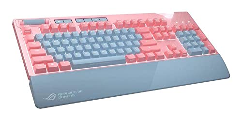 ASUS ROG Strix Flare Pnk (Cherry MX Brown) Limited Edition Mechanical Gaming Keyboard with Switches, Aura Sync RGB Lighting, Customizable Badge, USB Pass Through and Media CONTROLS
