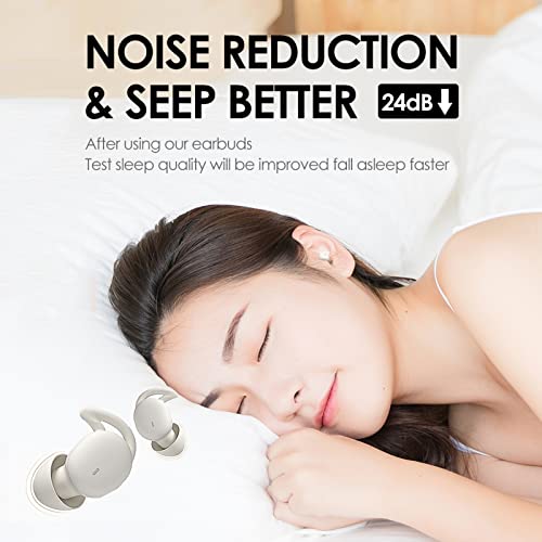 Xmenha Sleep Earbuds for Sleeping Bluetooth Headphones Ultra Smallest Invisible Mini Wireless Sleep Ear Buds for Side Sleepers Tiny Sleepbuds Stereo HiFi Sound for Android iPhones - Black