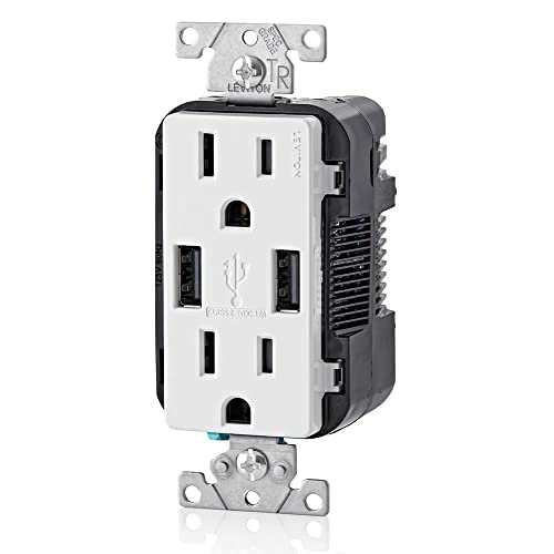Leviton T5632-3BW 15-Amp USB Charger/Tamper Resistant Duplex Receptacle Pack of 3, White