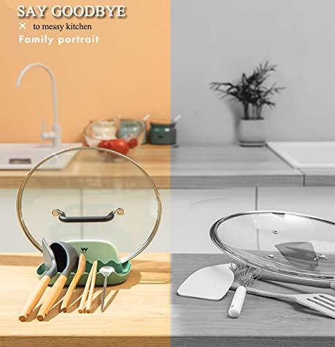Adhiper-Pot lid holder and Lid and Spoon Holder, Stove receiving water Storage Rack, Anti-staining oil Storage Rack, Pot cover cutting board Storage Rack, Barbecue Storage Rack (Green)