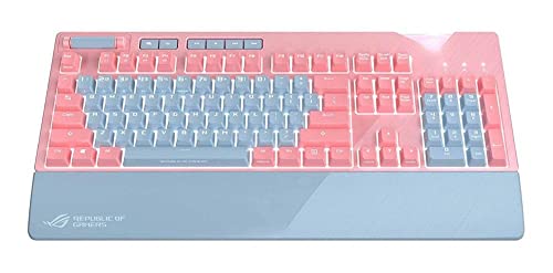 ASUS ROG Strix Flare Pnk (Cherry MX Brown) Limited Edition Mechanical Gaming Keyboard with Switches, Aura Sync RGB Lighting, Customizable Badge, USB Pass Through and Media CONTROLS