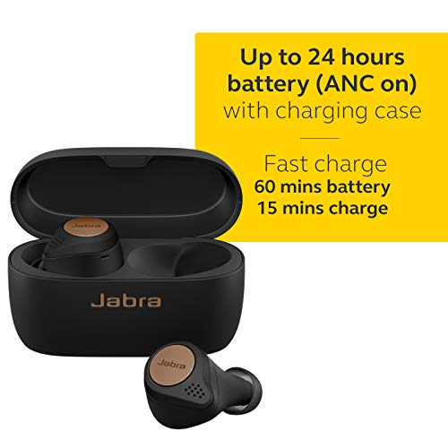 Jabra Elite Active 75t True Wireless Bluetooth Earbuds, Copper Black β Wireless Earbuds for Running and Sport, Charging Case Included, 4th Generation, 28 Hour Battery, Sport Earbuds (Renewed)