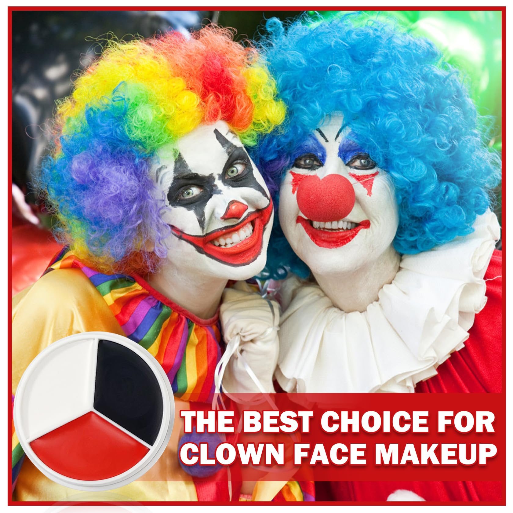 QIUFSSE Clown Makeup Kit,White Black Red Face Body Paint for Adults Professional Oil Based Waterproof Halloween Cosplay SFX Special Effects Makeup Kit