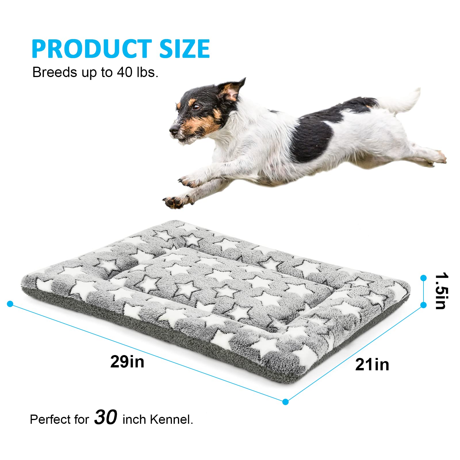 Kigmmro Dog Bed Mat, Machine Washable Pet Bed Pad for 30-inch Kennel, Reversible Dog Crate Pad for Medium Small Dogs, Portable and Soft Pet Bed Mat