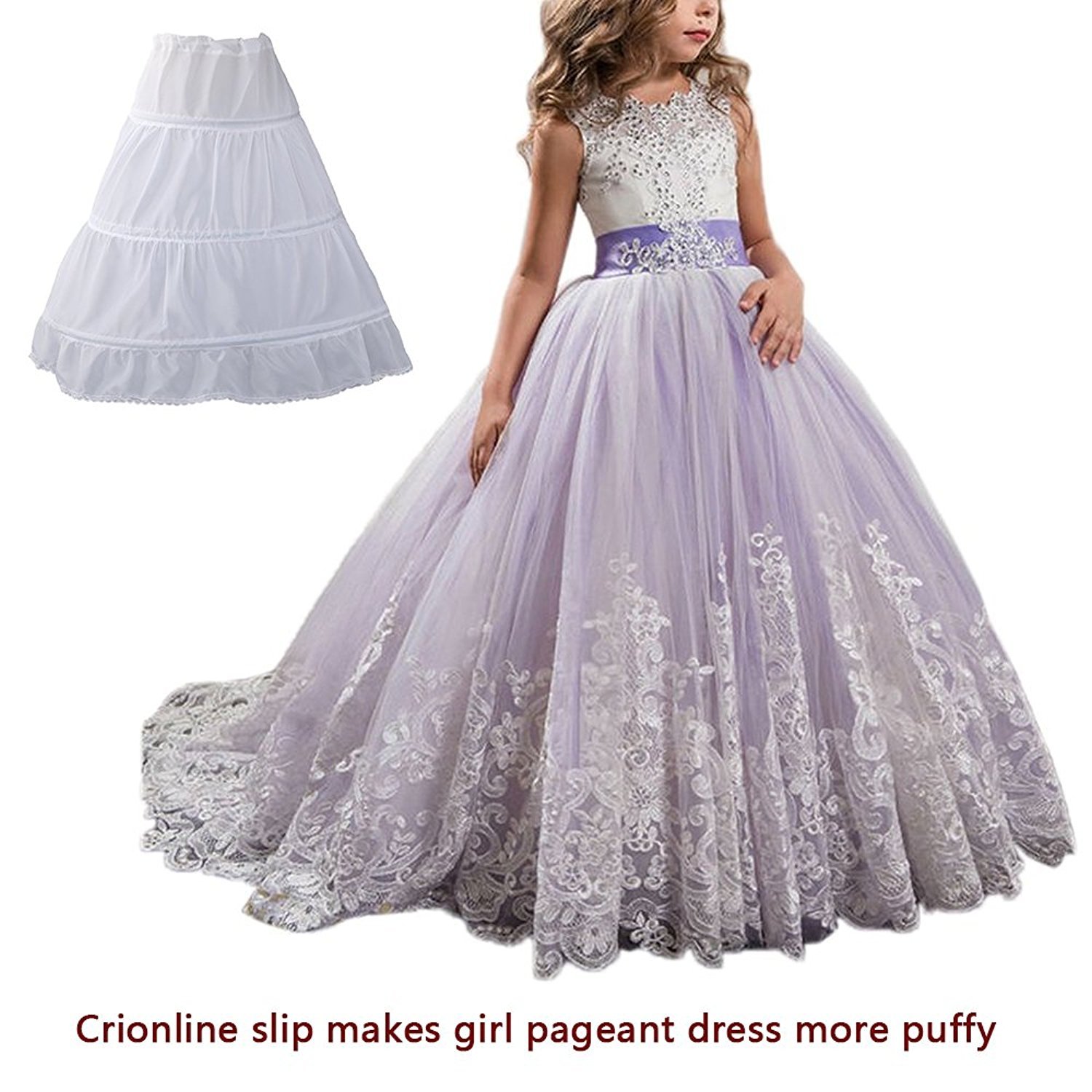 Princess Hot Pink Long Girls Pageant Dresses Kids Prom Puffy Tulle Ball Gown US 6