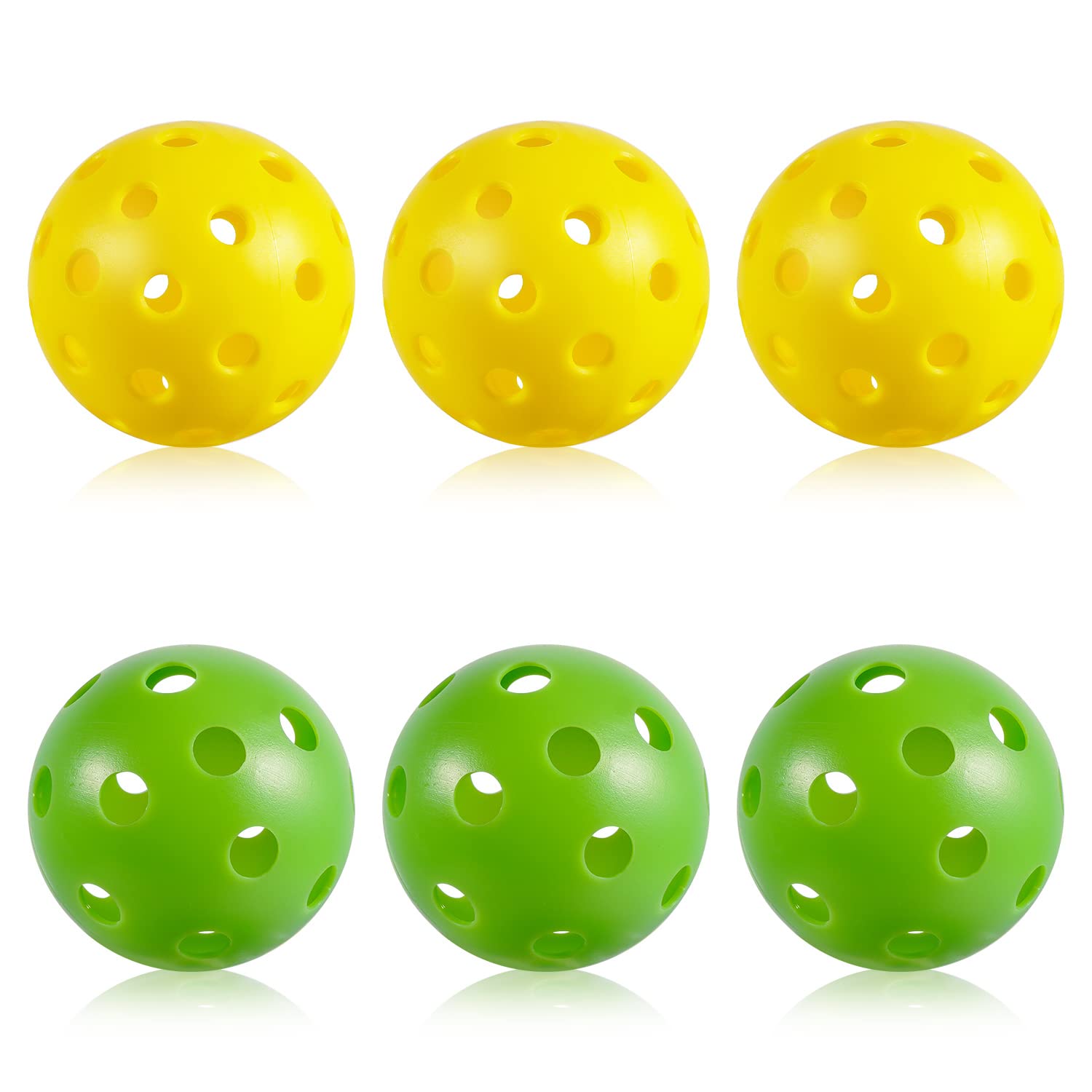 Pickleball Balls Indoor and Outdoor, 40 Holes Yellow Pickleball Balls for Outdoor Sport & 26 Holes Green Pickle Ball for Indoor, Highly Durable and Consistent Bounce