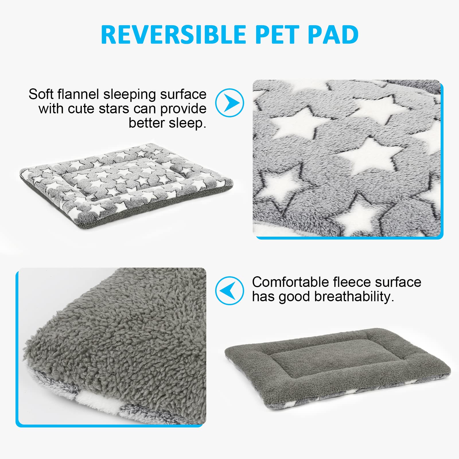 Kigmmro Dog Bed Mat, Machine Washable Pet Bed Pad for 30-inch Kennel, Reversible Dog Crate Pad for Medium Small Dogs, Portable and Soft Pet Bed Mat