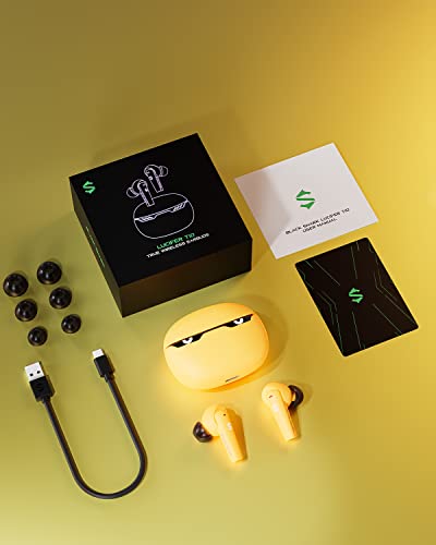 Black Shark Bluetooth Earbuds Wireless Earbuds with Emoji LED Light, Gaming Earbuds with 45ms Ultra Low Latency, Bluetooth 5.1, Music and Gaming Dual Modes, 24H Playtime, IPX5 Waterproof- Yellow